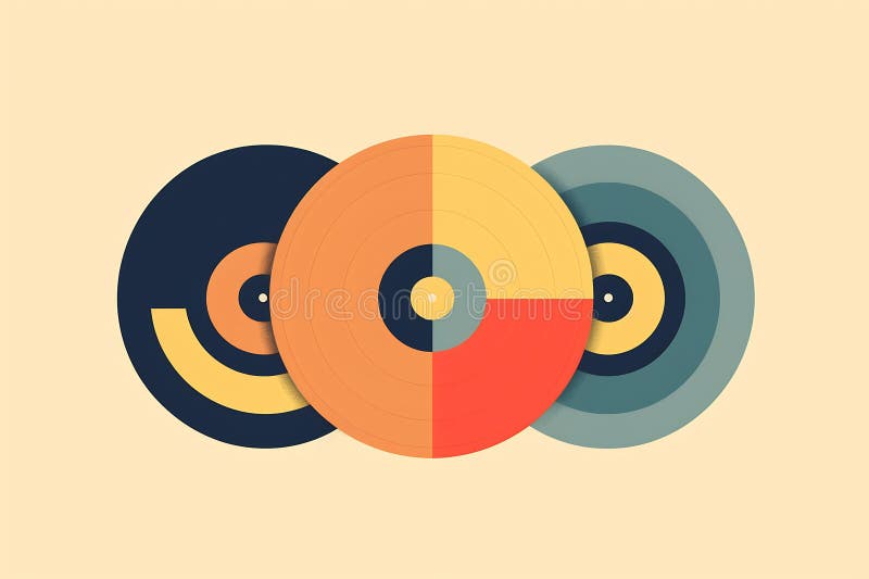 Colorful Vinyl Records on Display Stock Illustration - Illustration of ...