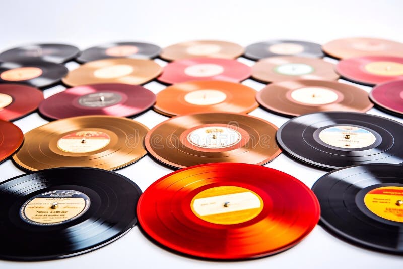 Colorful Vinyl Records Isolated on White Background. Stock Illustration ...