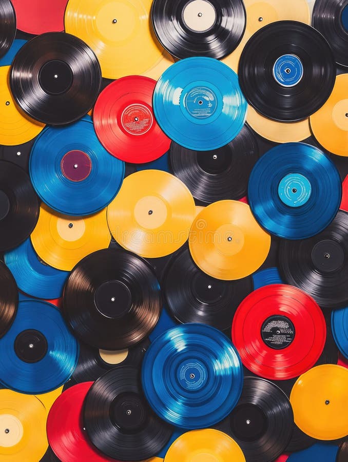 Colorful Vinyl Records stock image. Image of cassette - 375049839