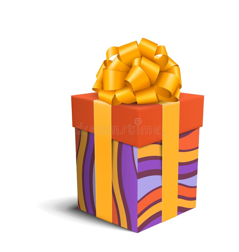 Colorful Violet and Orange Celebration Gift Box with Bow Isolate Stock ...