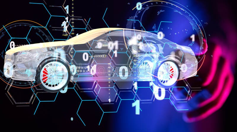 Colorful Virtual Projection of Digital Car Technology Stock Image ...
