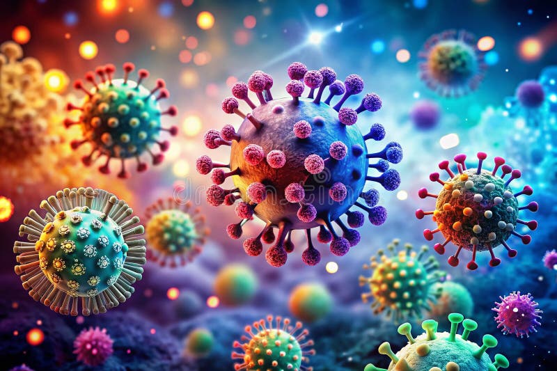 Colorful Virus Illustration with Bokeh Effect a Powerful Visual ...