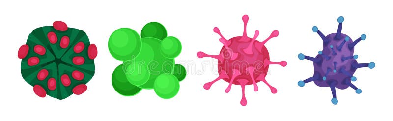 Colorful Virus and Microbes of Different Shape Vector Set Stock Vector ...