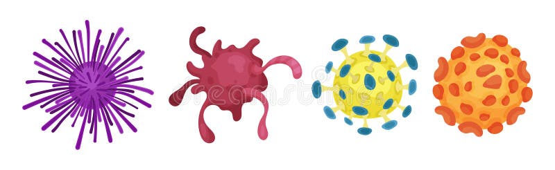 Colorful Virus and Microbes of Different Shape Vector Set Stock Vector ...