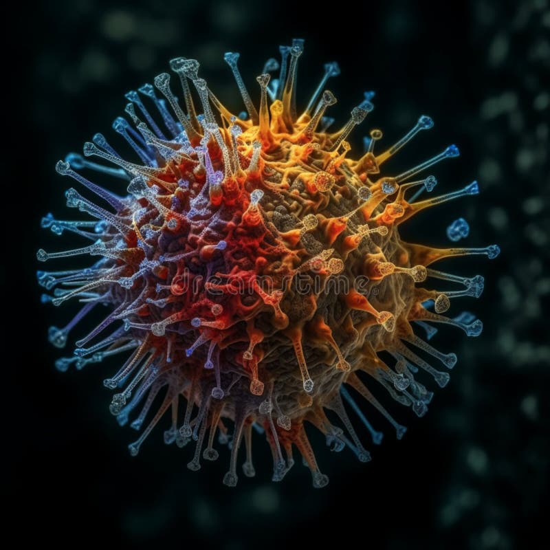 A Colorful Virus in the Microscope Stock Photo - Image of pandemic ...