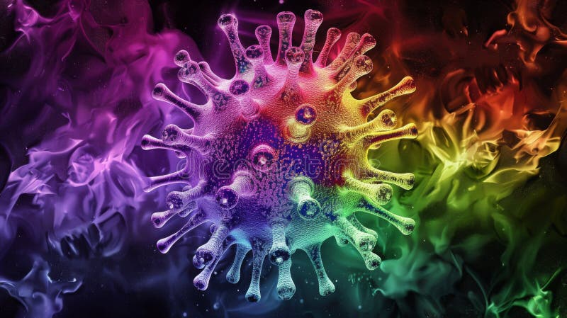 Colorful Virus Surrounded by a Rainbow-Colored Haze Stock Image - Image ...
