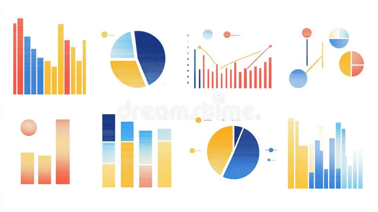 Colorful Visual Data Representation in Graphs, Charts. Collection of ...