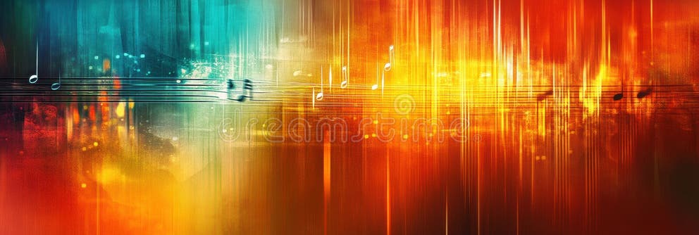 Colorful Visual Elements Depict Sound Waves, Musical Notes, and ...