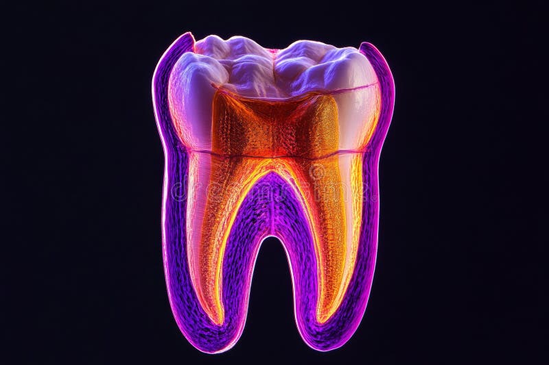 A Colorful Visual Representation of a Human Tooth Displaying Its ...