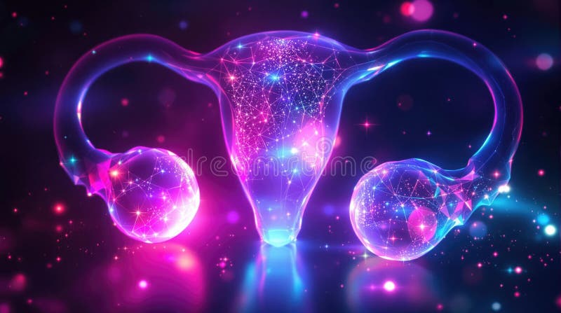 Abstract Representation of Female Reproductive System in Vibrant Purple ...