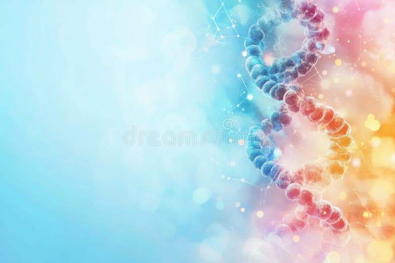 A Colorful Visualization of DNA Helix Surrounded by Abstract Molecular ...