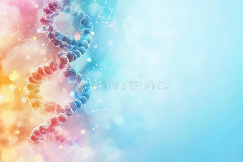 A Colorful Visualization of DNA Helix Surrounded by Abstract Molecular ...