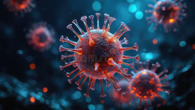 Visual Representation of a Virus with Spikes and Glowing Elements in a ...