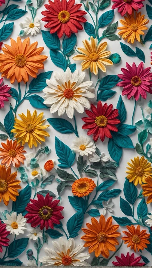 Colorful Vivid Floral Pattern Seamless Pattern in Bold Color Concept ...