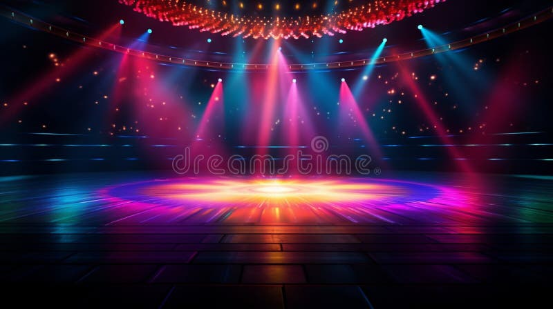 Colorful and Vivid Stage Spotlight on Stage Background Stock ...