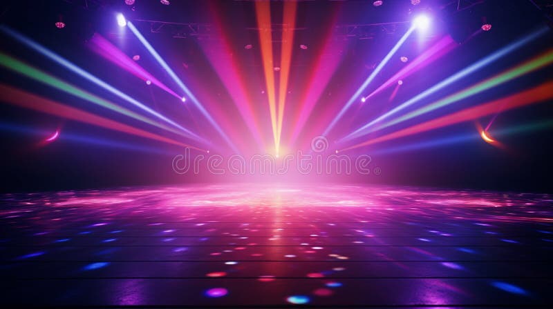 Colorful and Vivid Stage Spotlight on Stage Background Stock ...
