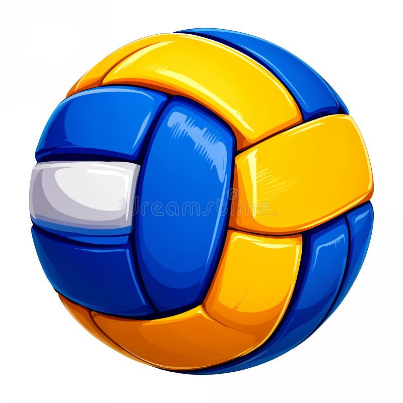 Colorful Volleyball with Blue, Yellow, and White Panels Stock ...