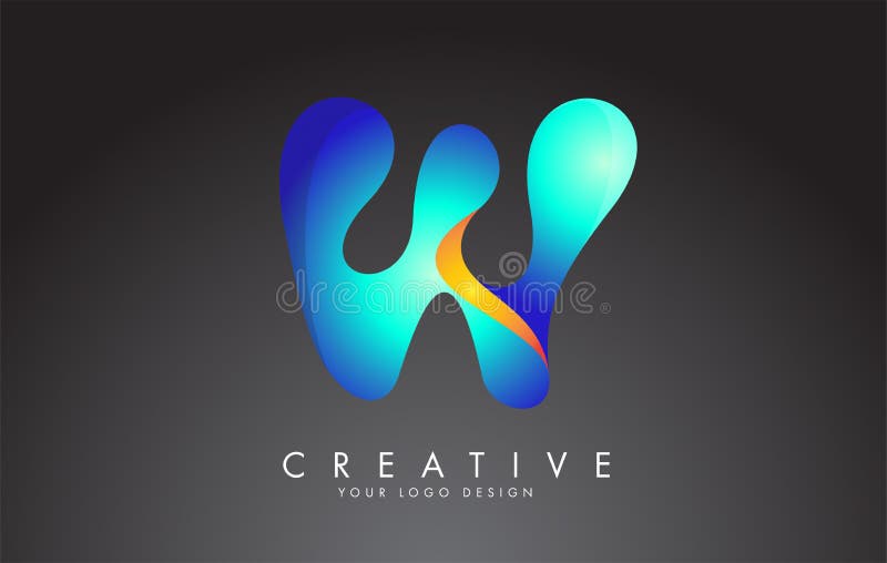 Colorful W Letter Logo with Twisted Lines Effect. Rounded Font Style ...
