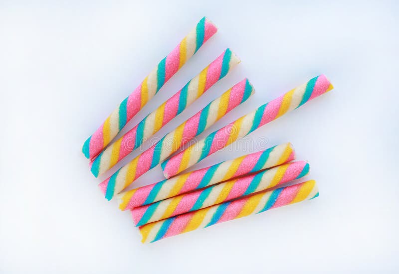 Colorful Wafer Roll Stick Isolated on White Background Stock Photo ...