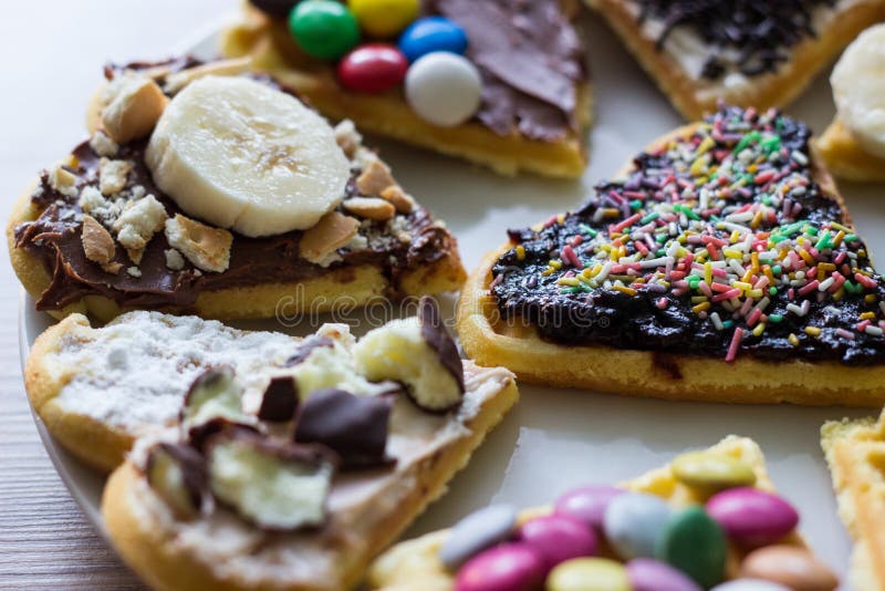 Colorful waffles on plate stock photo. Image of healthy - 60776736