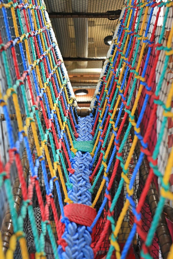 Colorful Walk Bridge Rope with Side Rope Protection on Indoor ...