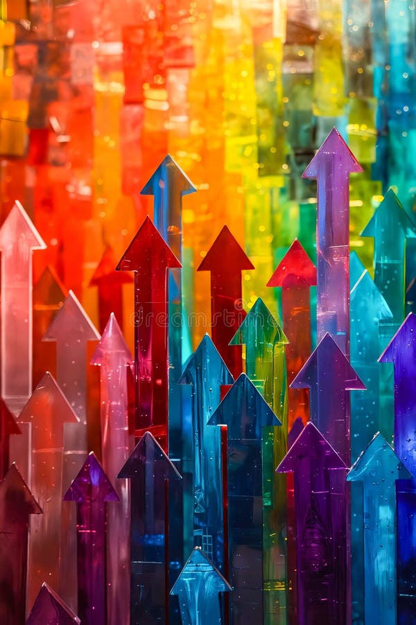 Colorful Wall of Arrows with Rainbow Background. Generative AI Stock ...