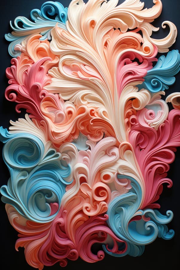 A Colorful Wall Art Piece with Swirls, AI Stock Photo - Image of curve ...