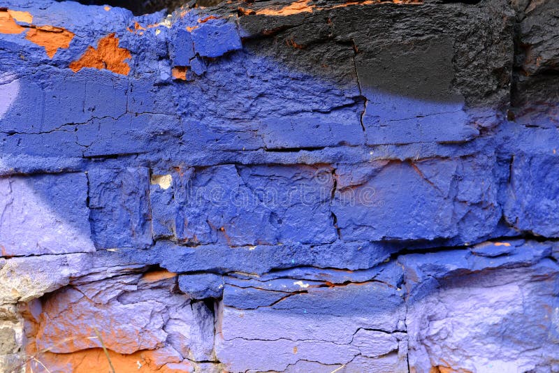 Colorful Wall Background with Damaged Paints of Blue Stock Photo ...