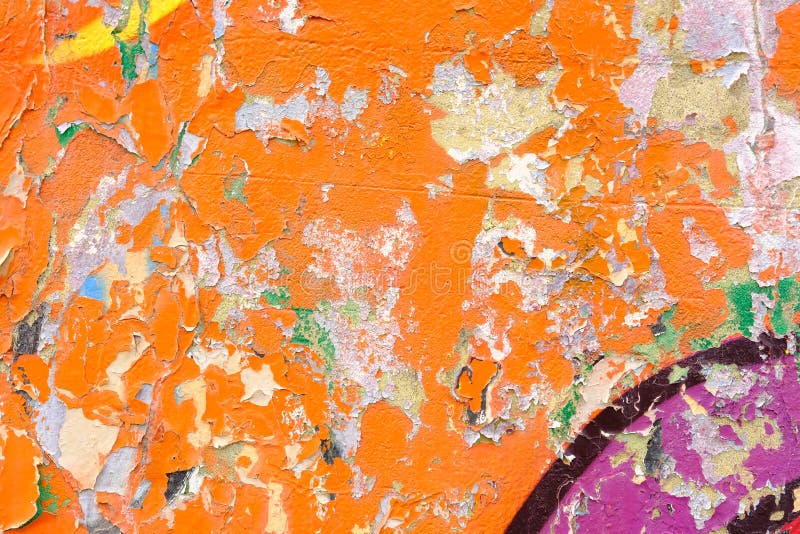 Colorful Wall Background with Damaged Paints of Orange Stock Image ...