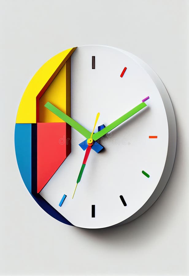 Colorful Wall Clock, Isolated on White Background. Generative AI. Stock ...