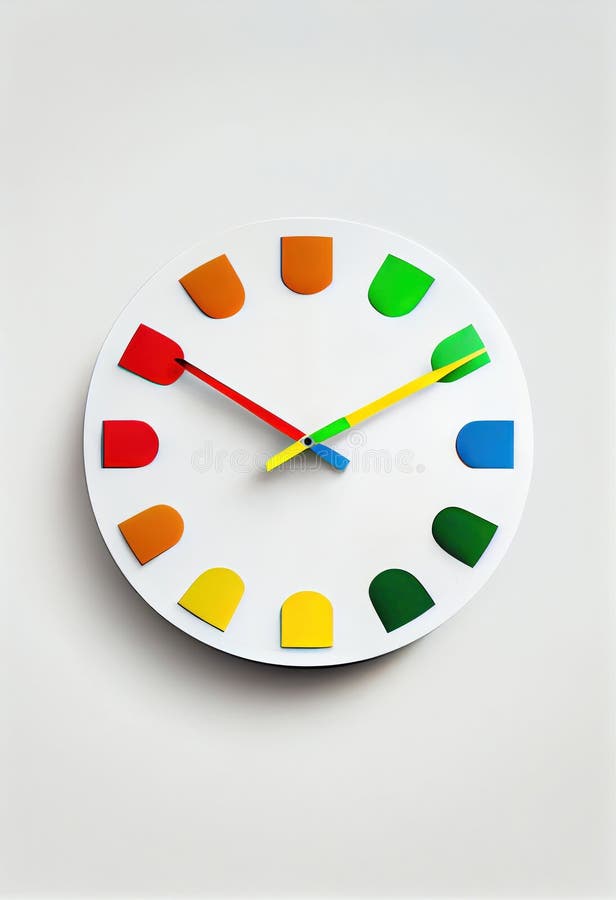 Colorful Wall Clock, Isolated on White Background. Generative AI. Stock ...