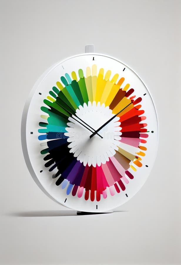 Colorful Wall Clock, Isolated on White Background. Generative AI. Stock ...