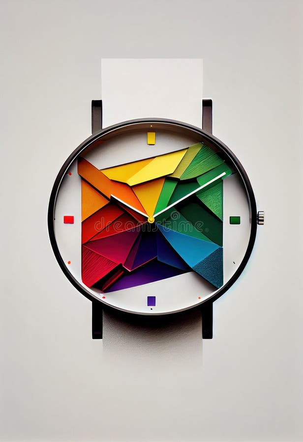 Colorful Wall Clock, Isolated on White Background. Generative AI. Stock ...