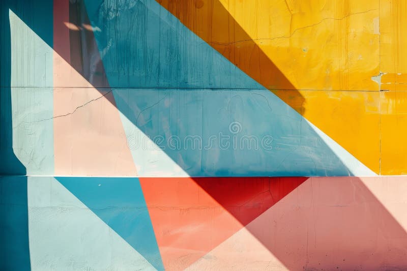 A Colorful Wall Featuring an Array of Triangles Painted in Harmonious ...