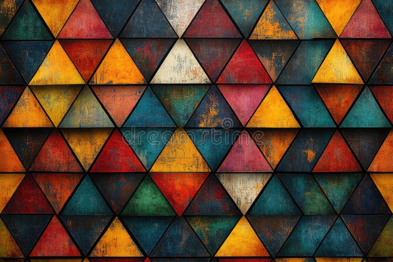 A Colorful Wall Featuring a Geometric Pattern of Triangles, Ideal for ...