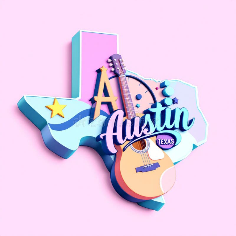 Colorful Wall Graffiti for the City of Austin, Texas Stock Illustration ...