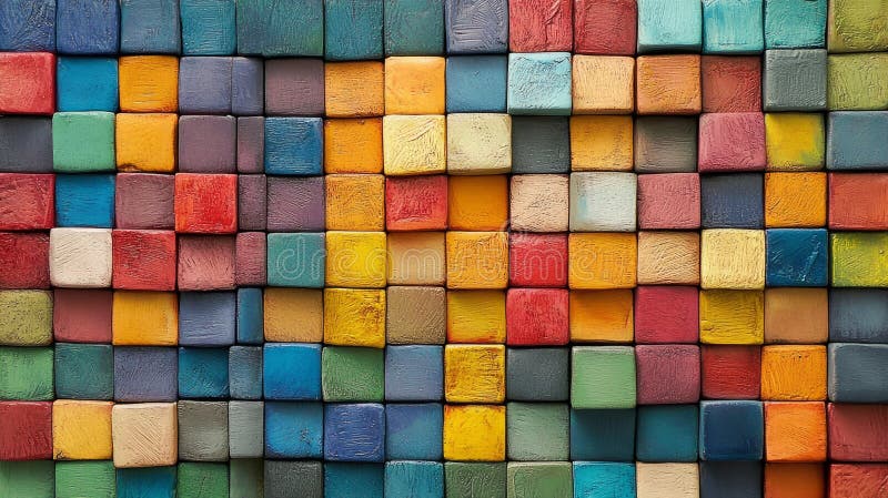 A Colorful Wall Made of Blocks Stock Illustration - Illustration of ...