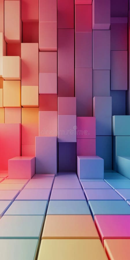 A Colorful Wall Made of Blocks with a Pink and Yellow Section Stock ...