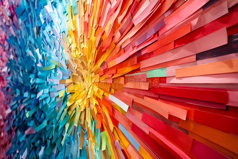 A Colorful Wall Made Out of Colored Paper Strips. Generative AI Stock ...