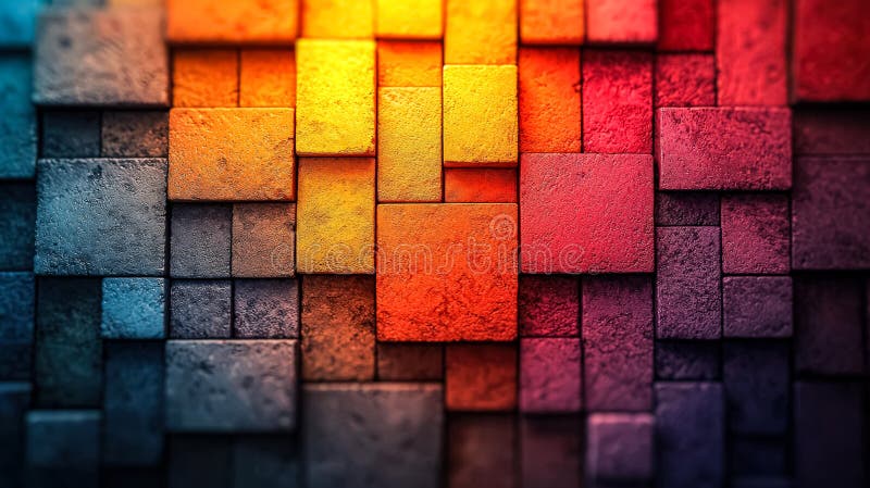 Colorful Wall Made of Square Blocks Stock Photo - Image of graphic ...