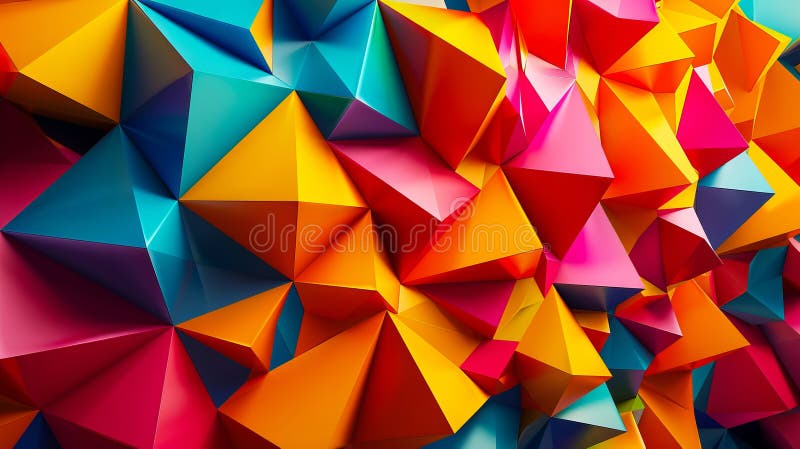 A Colorful Wall Made of Triangles Stock Image - Image of origami ...