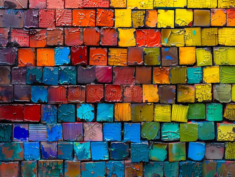 A Colorful Wall of Paint Blocks Stock Image - Image of generated, wall ...