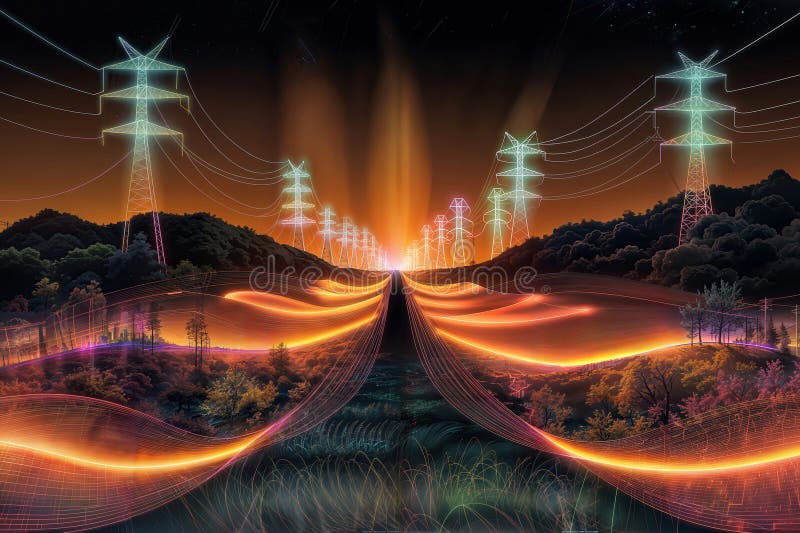 A Colorful Wallpaper with Electrical Grid Visualization, Generative Ai ...