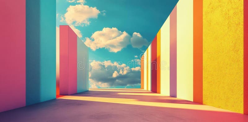 Colorful Walls Stand Tall Under a Cloudy Sky, Architectural Design ...