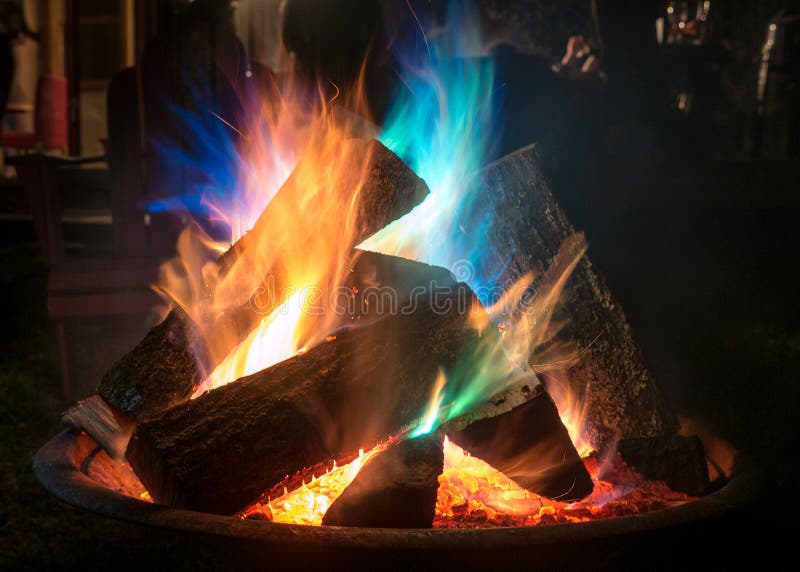 Colorful, Warm Camp Fire at Night Stock Image - Image of heat, flame ...