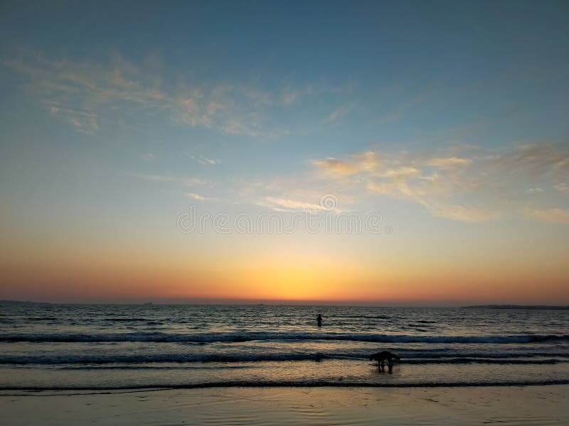 Colorful and Warm Sunset on the Beach Stock Photo - Image of ocean ...