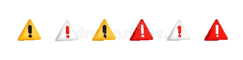 Colorful Warning Alert Icons in Triangle Shapes with Exclamation and ...