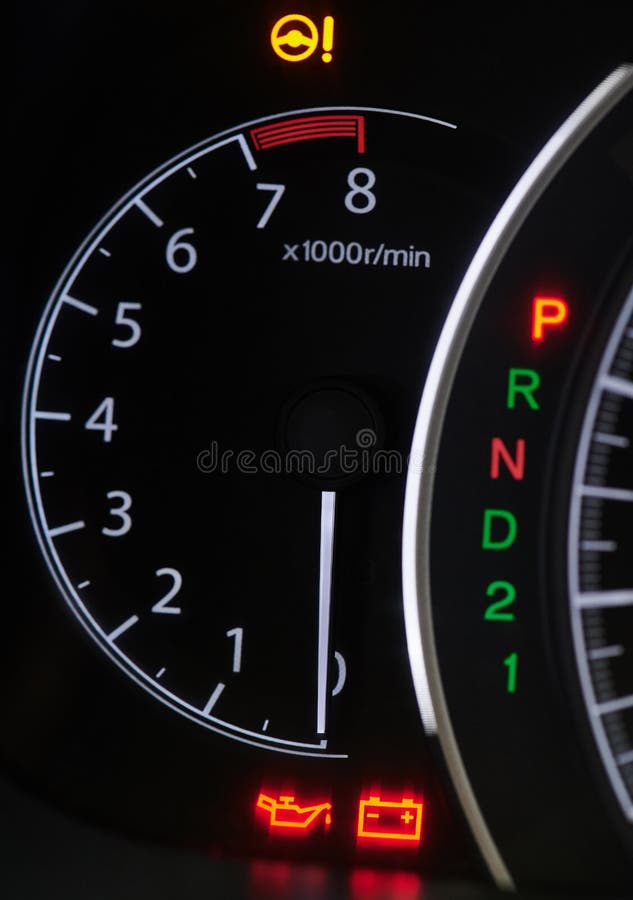 Colorful Warning Sign in Car Dashboard Stock Photo - Image of open ...