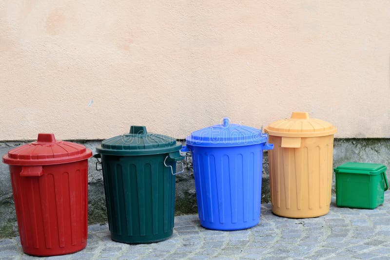 Colorful Waste Sorting Clay on House Wall Stock Image - Image of ...