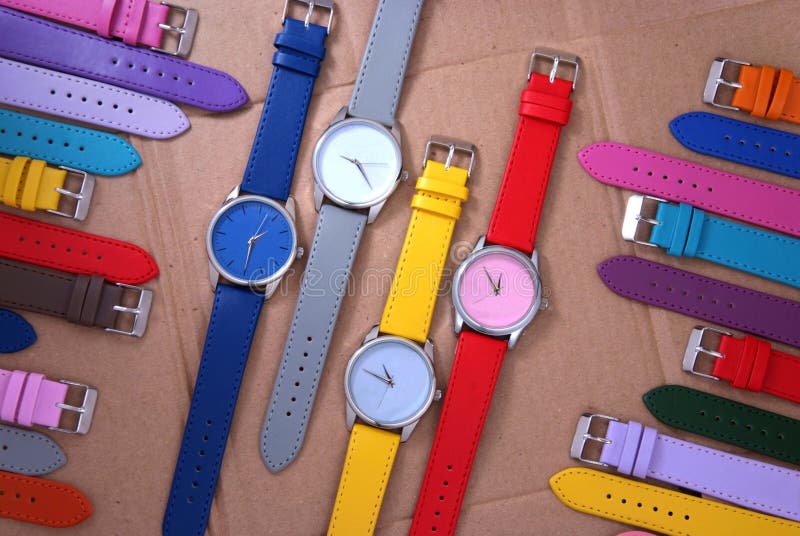 Colorful Set of Plastic Wrist Watches Stock Image - Image of classic ...